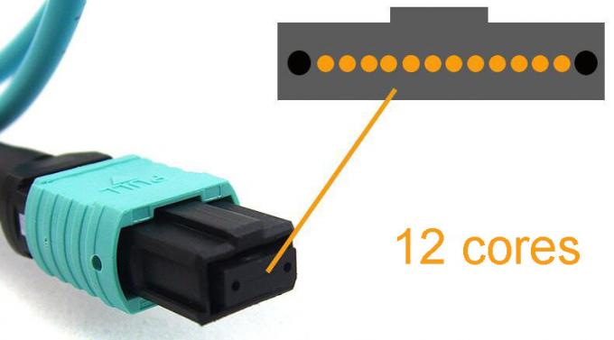 Aqua color 8 core / 12 core / 24 core Fiber Optical MPO/MTP Patch cord ...