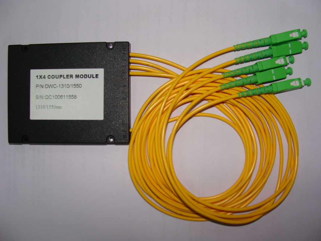 1×4 Fiber Optic Splitter, 1310 / 1490 / 1550nm, SC / APC connector, 3 ...