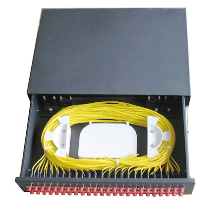 48 ports Slidable type Rack Mounted terminal box ODF black cold rolling ...