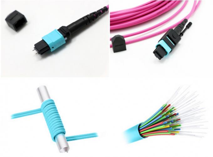 MTP 12 Core OM4 MM Fiber Optic Trunk Cable For Data Center Cabling